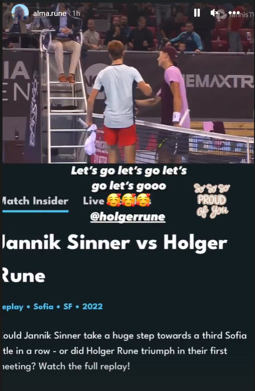 Holger Rune's sister Alma happy after her broher reached the Sofia ...