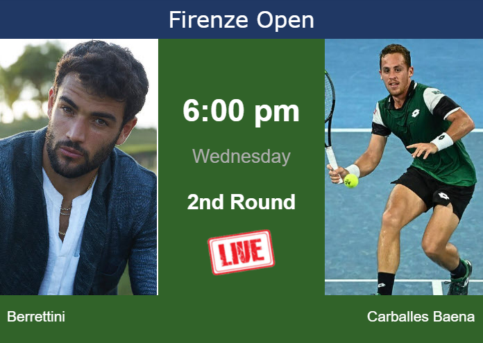 How to watch Berrettini vs. Carballes Baena on live streaming in Florence on Wednesday - Tennis ...