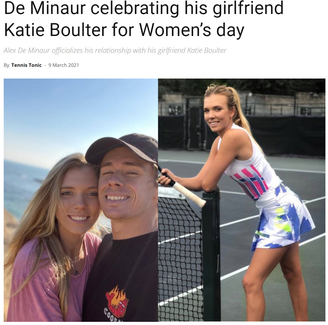 Who is Alex De Minaur's girlfriend Katie Boulter. About Potapova ...