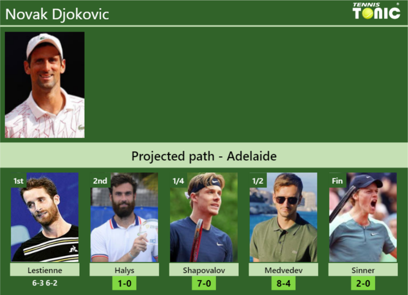 [UPDATED R2]. Prediction, H2H of Novak Djokovic's draw vs Halys, Shapovalov, Medvedev, Sinner to ...