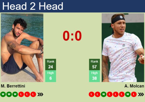 H2H, prediction of Matteo Berrettini vs Alex Molcan in Acapulco with odds, preview, pick ...