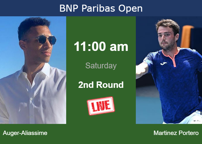 How to watch Auger-Aliassime vs. Martinez Portero on live streaming in Indian Wells on Saturday ...