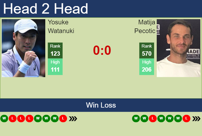 H2H, prediction of Yosuke Watanuki vs Matija Pecotic in Houston with odds, preview, pick ...