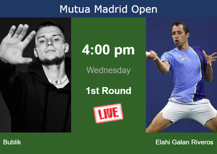 How to watch Bublik vs. Elahi Galan Riveros on live streaming in Madrid on Wednesday - Tennis ...