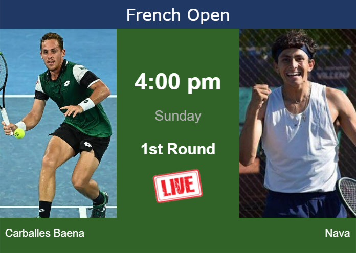 How to watch Carballes Baena vs. Nava on live streaming at the French Open on Sunday - Tennis ...