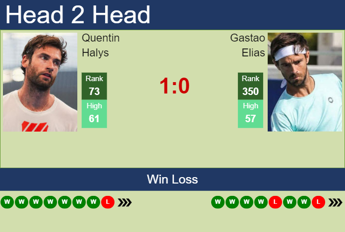 H2H, prediction of Quentin Halys vs Gastao Elias in Porto Challenger with odds, preview, pick ...