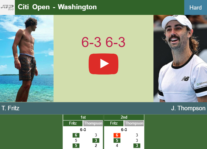 Taylor Fritz gets by Thompson in the quarter to collide vs Griekspoor. HIGHLIGHTS - WASHINGTON ...