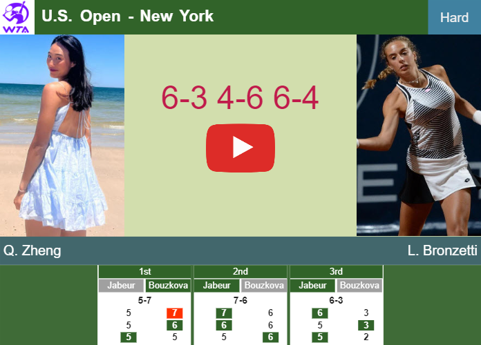 Qinwen Zheng wins against Bronzetti in the 3rd round to set up a clash vs Jabeur. HIGHLIGHTS - U ...