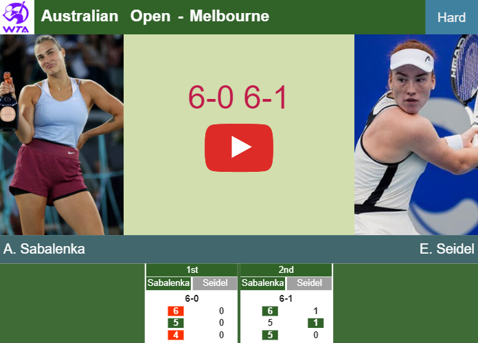 Superb Aryna Sabalenka soars past Seidel in the 1st round to collide vs Fruhvirtova at the ...