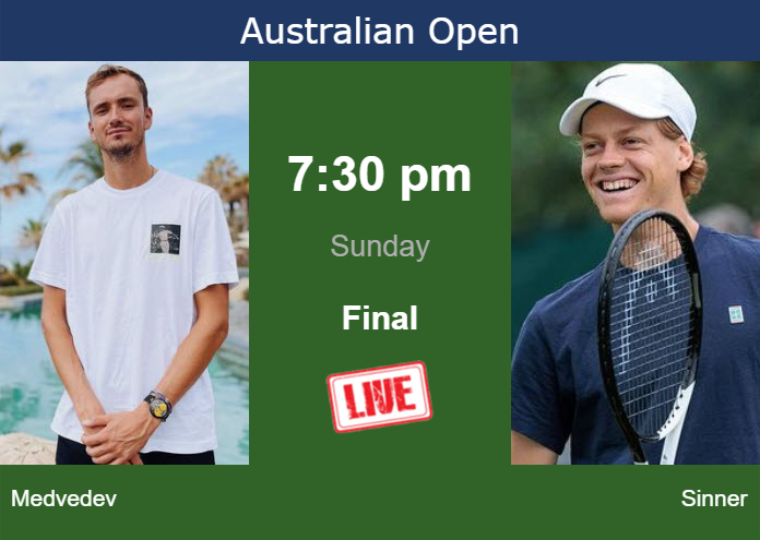 How to watch Medvedev vs. Sinner on live streaming at the Australian Open on Sunday - Tennis ...