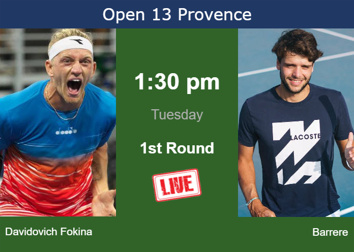 How to watch Davidovich Fokina vs. Barrere on live streaming in Marseille on Tuesday - Tennis ...