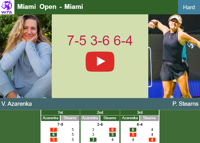 Victoria Azarenka victorious over Stearns in the 2nd round to battle vs Zheng at the Miami Open ...