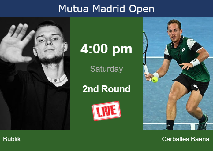 How to watch Bublik vs. Carballes Baena on live streaming in Madrid on Saturday - Tennis Tonic ...