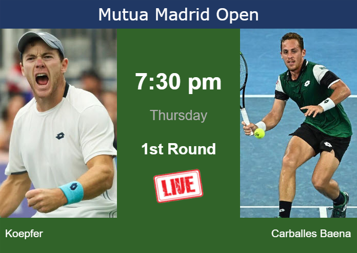 How to watch Koepfer vs. Carballes Baena on live streaming in Madrid on Thursday - Tennis Tonic ...