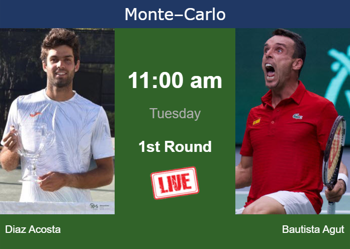 How to watch Diaz Acosta vs. Bautista Agut on live streaming in Monte-Carlo on Tuesday - Tennis ...