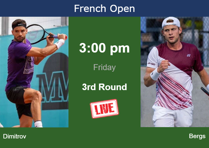 How to watch Dimitrov vs. Bergs on live streaming at the French Open on ...