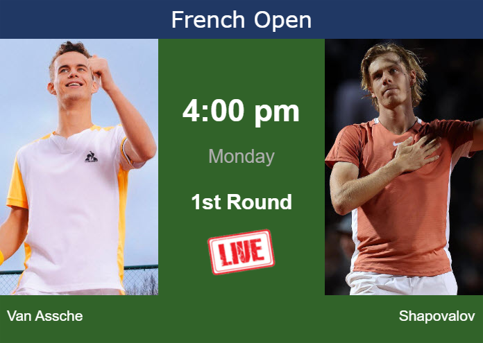 How to watch Van Assche vs. Shapovalov on live streaming at the French Open on Monday - Tennis ...