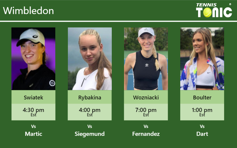 PREDICTION, PREVIEW, H2H: Swiatek, Rybakina , Wozniacki and Boulter to play on Thursday ...