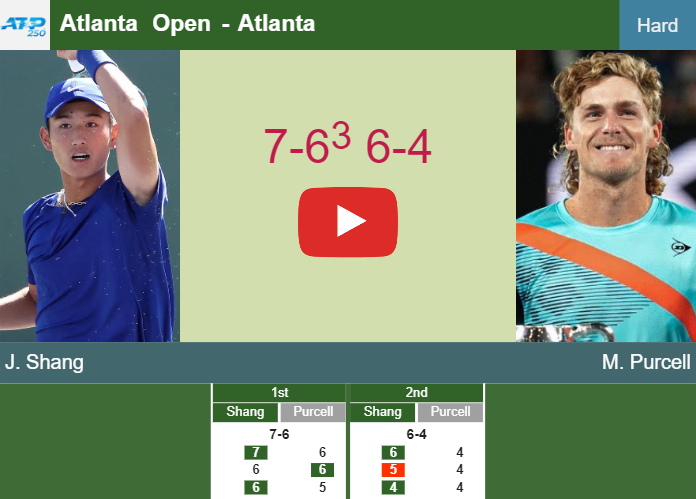 Juncheng Shang wins against Purcell in the quarter to battle vs Thompson at the Atlanta Open ...