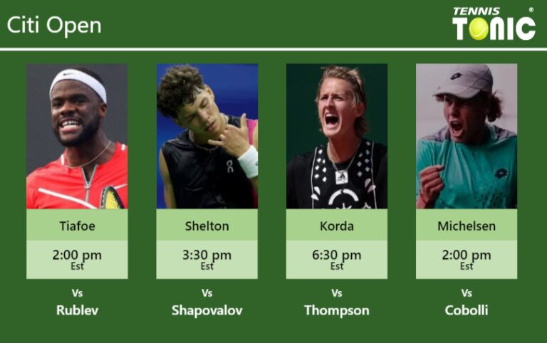 PREDICTION, PREVIEW, H2H: Tiafoe, Shelton, Korda and Michelsen to play on Friday - Citi Open ...