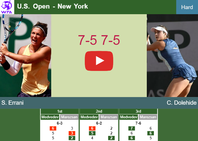 Sara Errani stuns Dolehide in the 2nd round to play vs Shnaider. HIGHLIGHTS - U.S. OPEN RESULTS ...