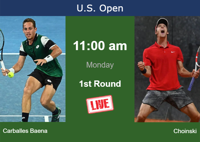 How to watch Carballes Baena vs. Choinski on live streaming at the U.S. Open on Monday - Tennis ...