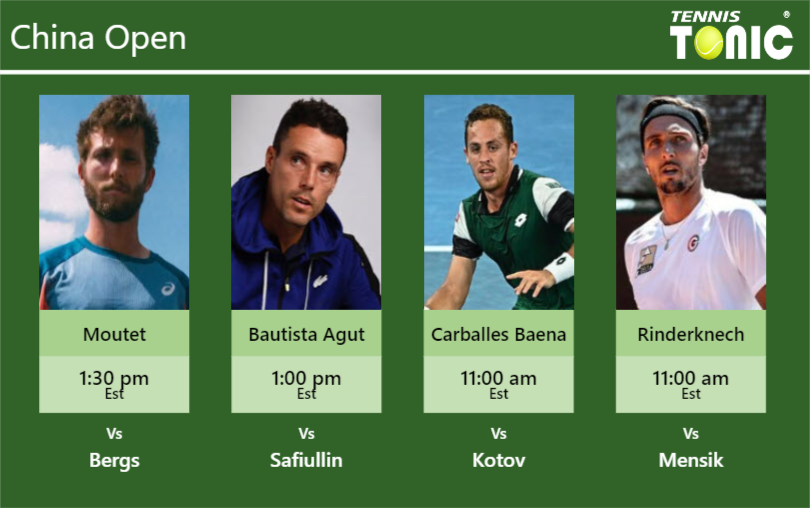 PREDICTION, PREVIEW, H2H: Moutet, Bautista-Agut, Carballes Baena and Rinderknech to play on ...