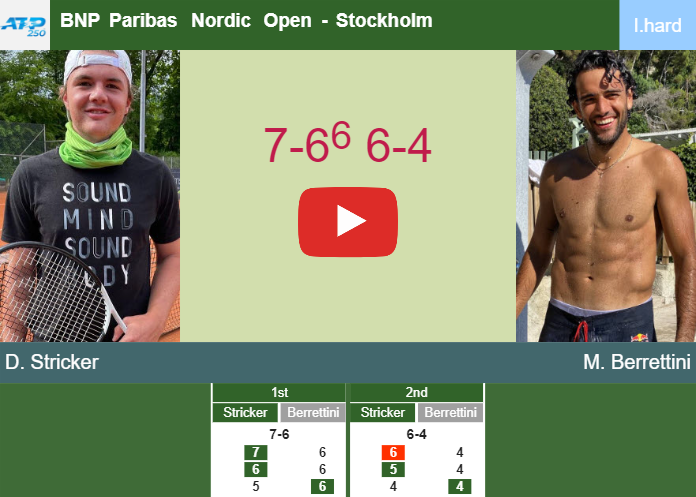 Dominic Stephan Stricker shocks Berrettini in the 2nd round at the BNP Paribas Nordic Open ...
