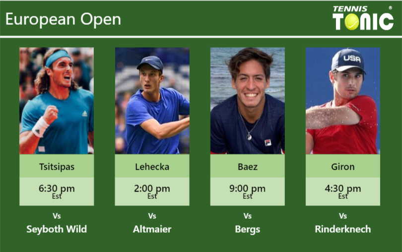 PREDICTION, PREVIEW, H2H: Tsitsipas, Lehecka, Baez and Giron to play on CENTRE COURT on Thursday ...