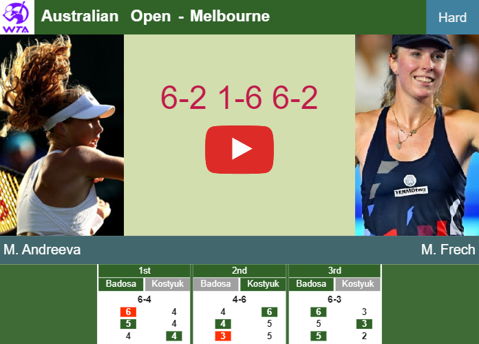 Mirra Andreeva overcomes Frech in the 3rd round to battle vs Sabalenka. HIGHLIGHTS - AUSTRALIAN ...