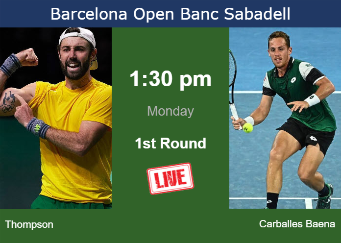 How to watch Thompson vs. Carballes Baena on live streaming in Barcelona on Monday - Tennis ...