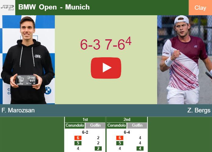 Fabian Marozsan overcomes Bergs in the quarter to battle vs Zverev. HIGHLIGHTS - MUNICH RESULTS ...