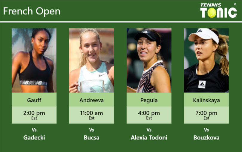 PREDICTION, PREVIEW, H2H: Gauff, Andreeva, Pegula and Kalinskaya to play on Tuesday - French ...