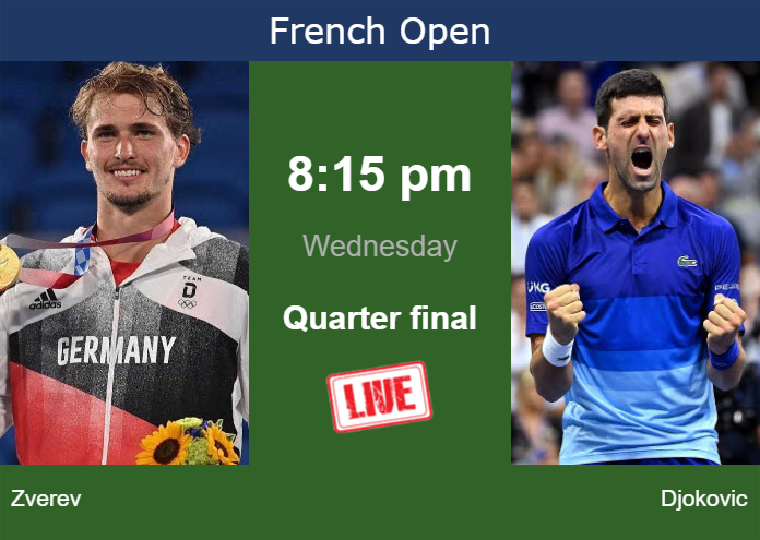How to watch Zverev vs. Djokovic on live streaming at the French Open on Wednesday - Tennis ...