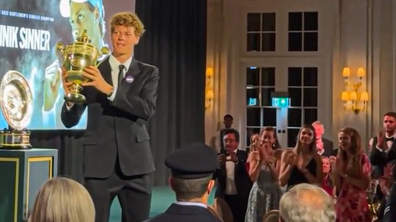 Jannik Sinner celebrates his Wimbledon victory at the elegant Champions ...